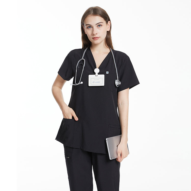 Black Women's Scrub Top | Waterproof, Stylish – Nordic Scrubs